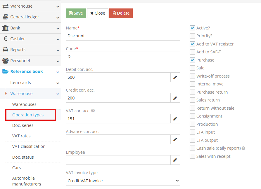 What are the exemplary transaction types? - Site.pro
