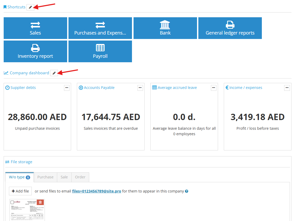 How to manage quick links and company dashboard? - Site.pro